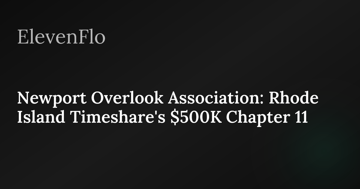 Newport Overlook Association: Timeshare Chapter 11 Filing