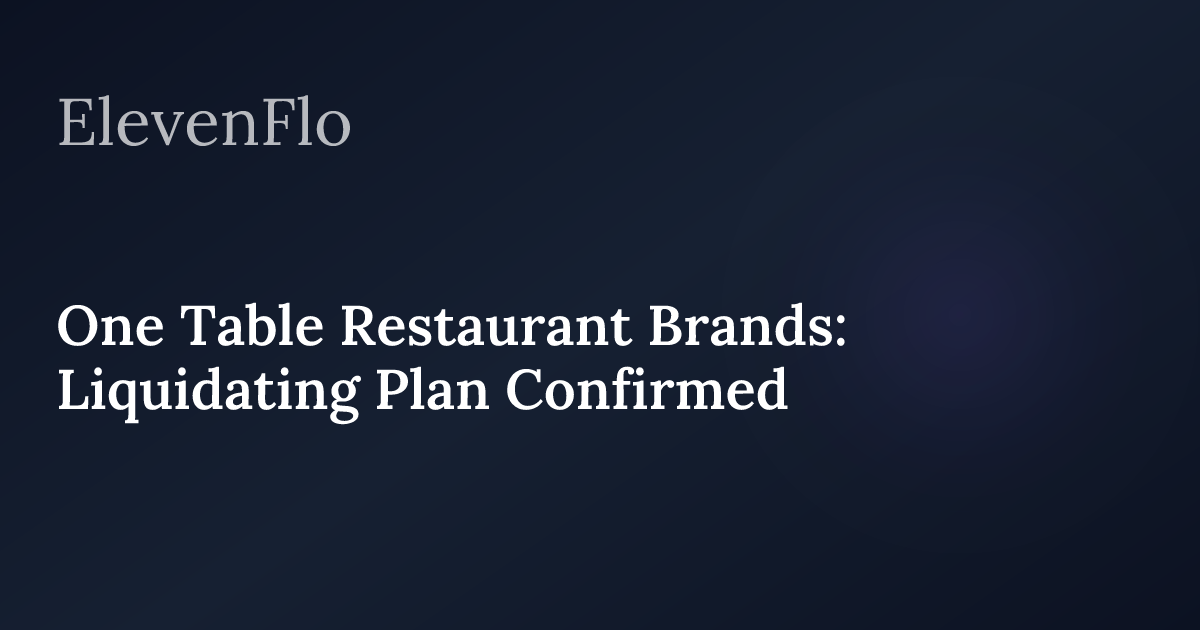 One Table Restaurant Brands: Plan Confirmed